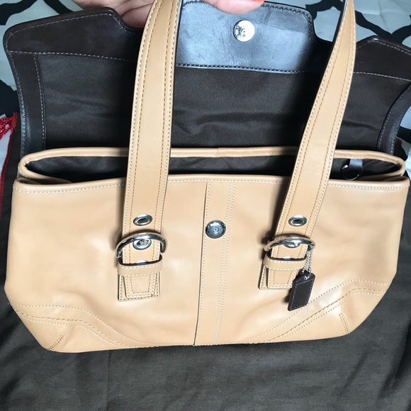 Coach | Bags | Coach Tan Leather Shoulder Bag | Poshmark